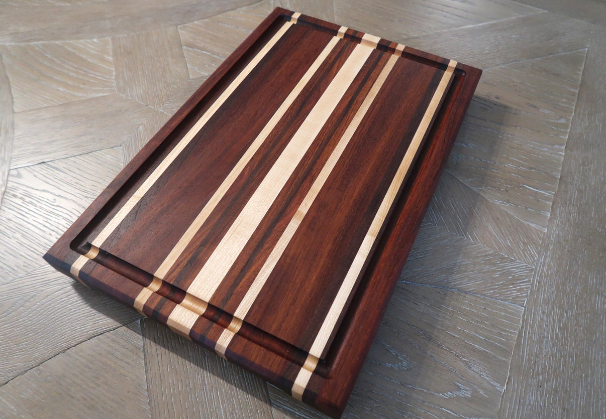 BRAZILIAN CHERRY MAPLE & WALNUT BUTCHER BLOCK CUTTING BOARD ...