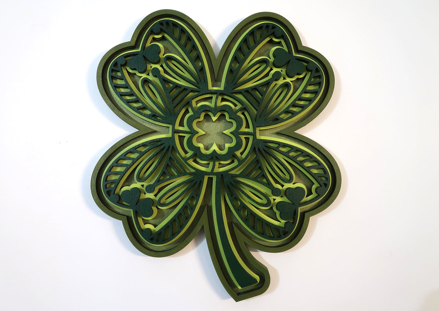 ST. PATRICKS DAY SHAMROCK 3D LAYERED WALL ART #2 – effectivecustomwoodworks