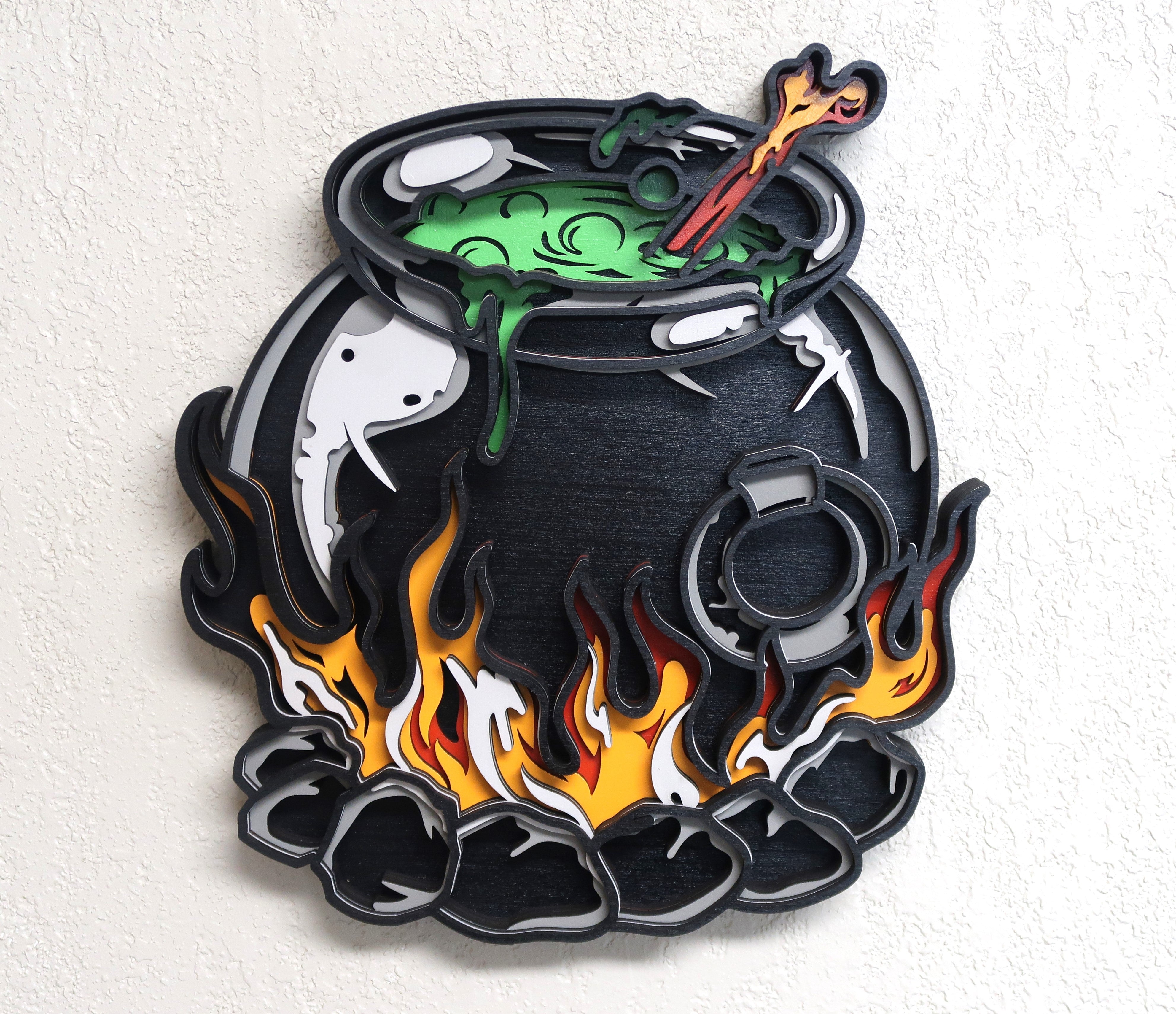 WITCHES CAULDRON MULTILAYER 3-D WALL ART – effectivecustomwoodworks