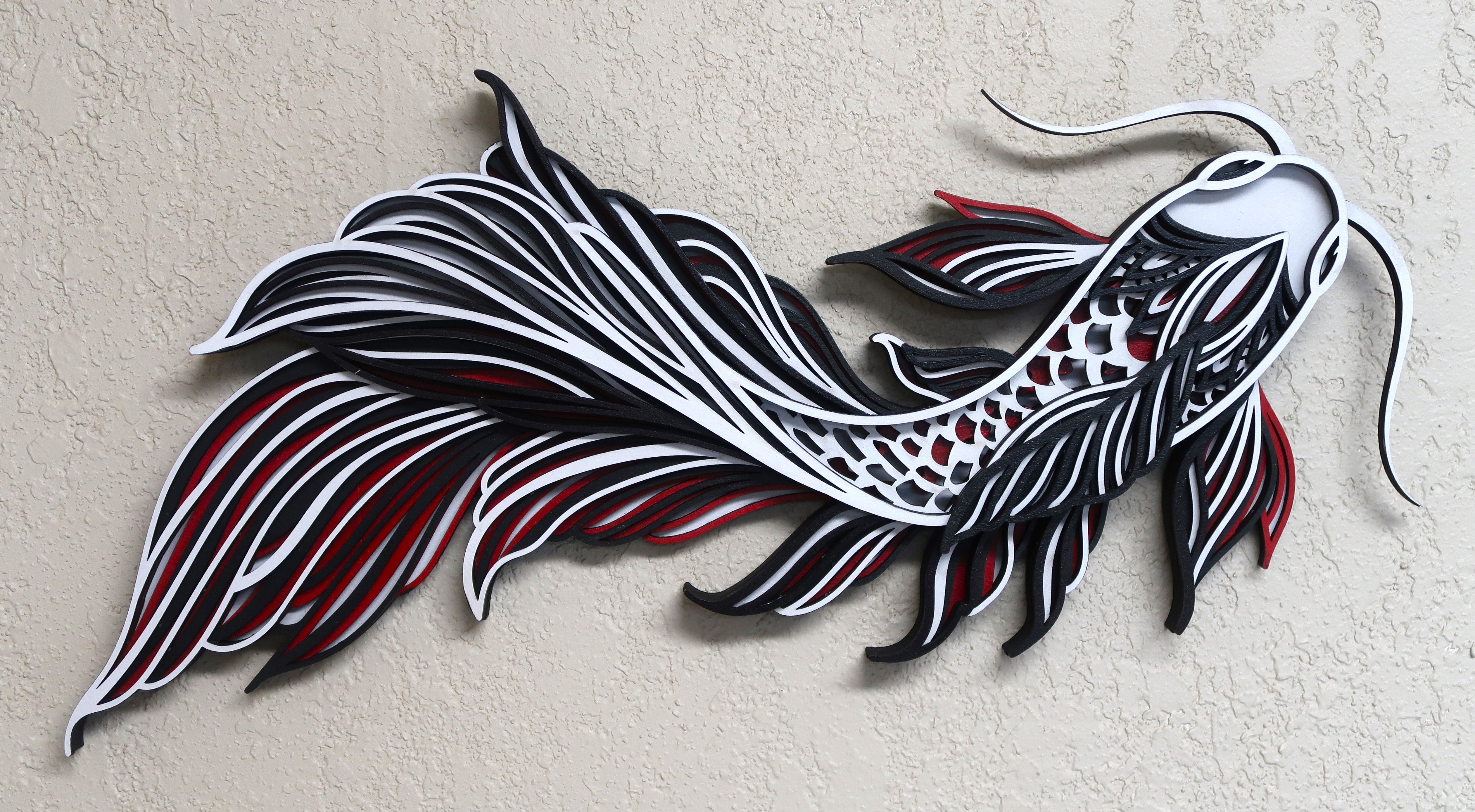 KOI FISH MULTILAYER 3-D WALL ART #2 – effectivecustomwoodworks